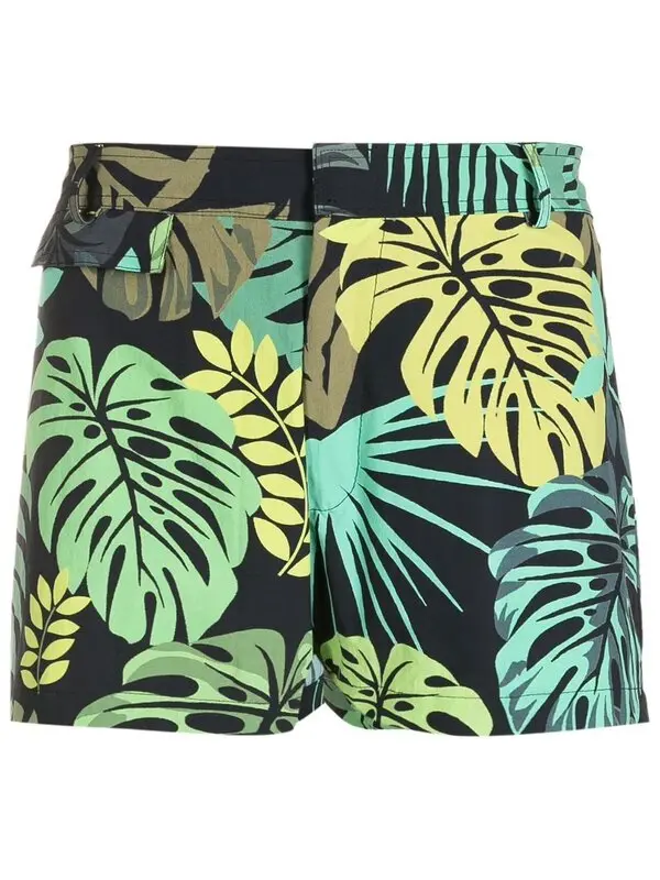 AMIR SLAMA Leaf-print Swim Shorts - Green