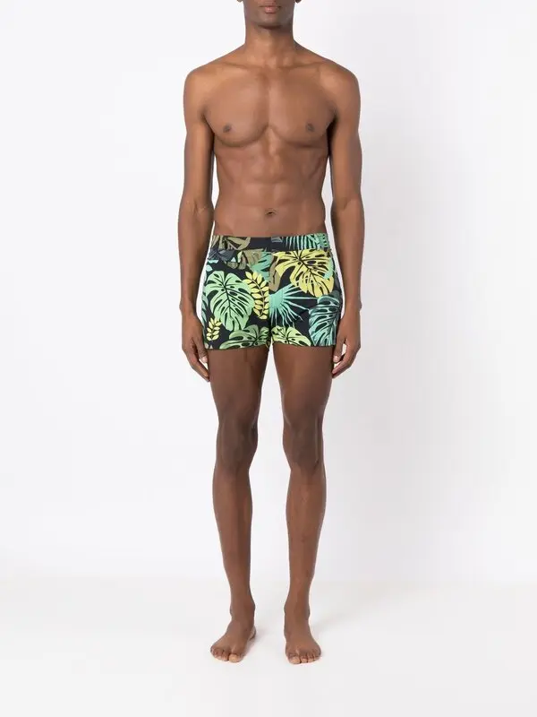 AMIR SLAMA Leaf-print Swim Shorts - Green