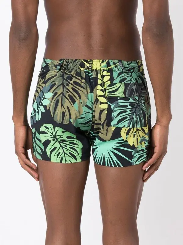 AMIR SLAMA Leaf-print Swim Shorts - Green