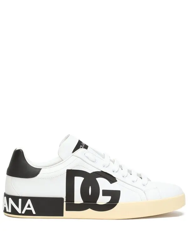 Dolce & Gabbana Portofino Logo-print Leather Sneakers - White