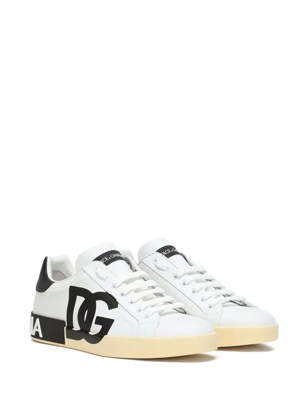 Dolce & Gabbana Portofino Logo-print Leather Sneakers - White
