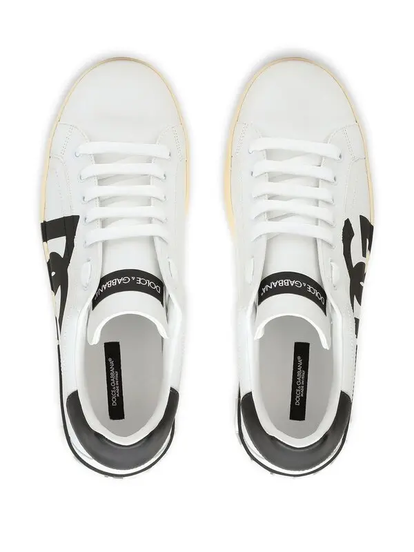 Dolce & Gabbana Portofino Logo-print Leather Sneakers - White