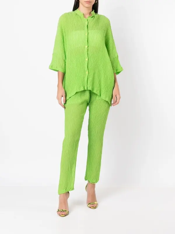 AMIR SLAMA Crinkle-effect Silk Trousers - Green