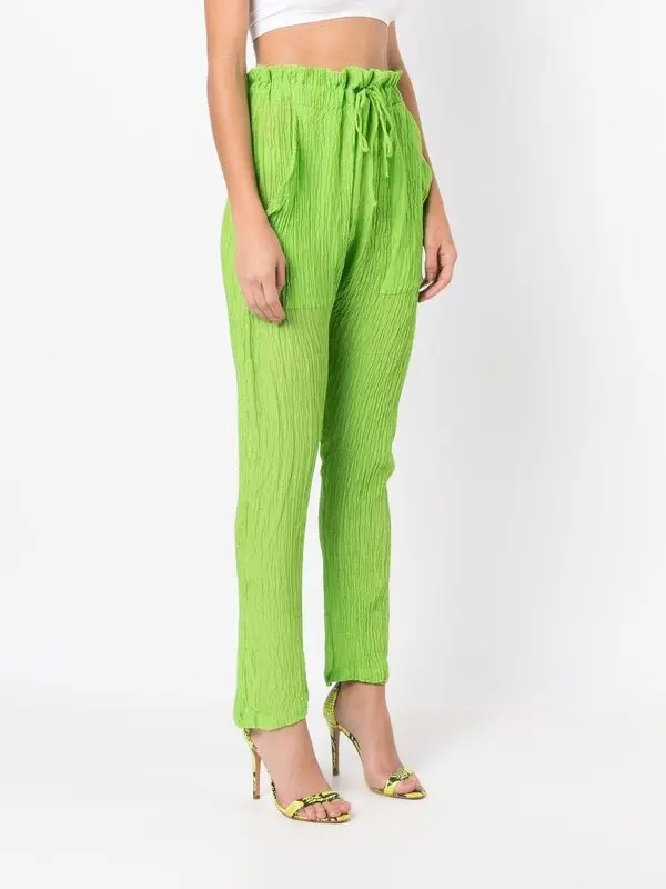 AMIR SLAMA Crinkle-effect Silk Trousers - Green