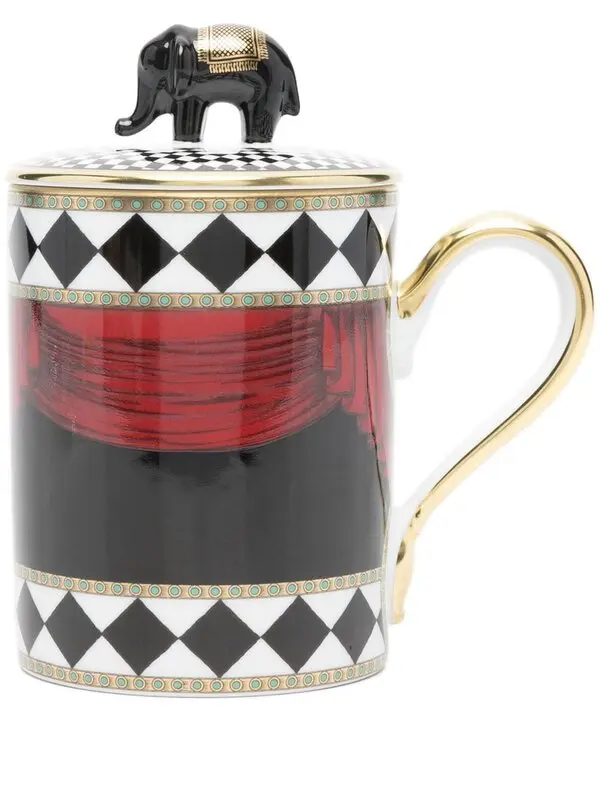 GINORI 1735 Elephant Geometric-print Mug - Black