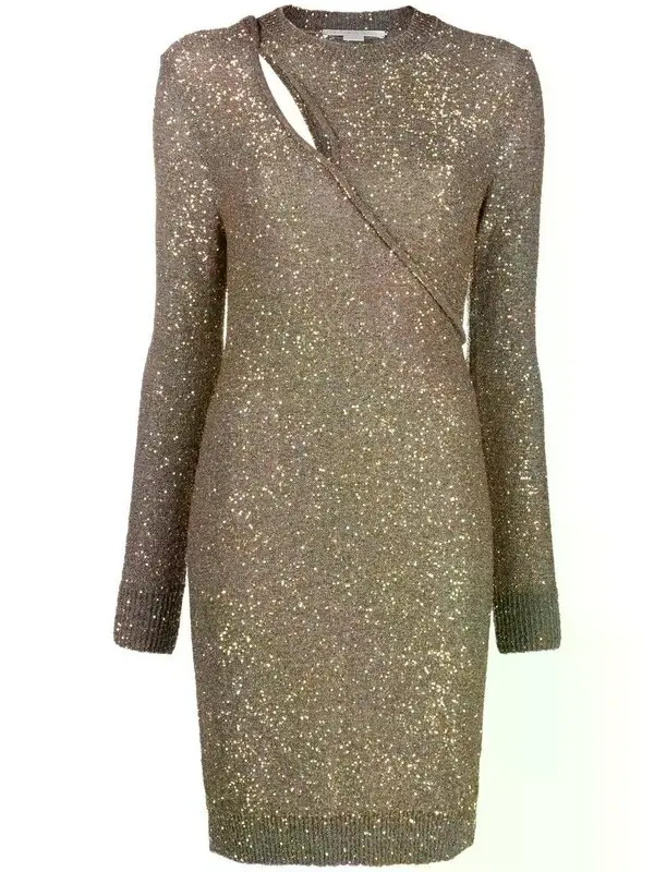 Stella McCartney Sequin-embellished Knitted Dress - Brown