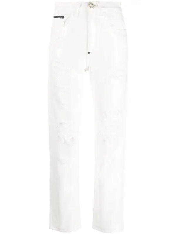 Philipp Plein Mom-fit Distressed Jeans - Neutrals