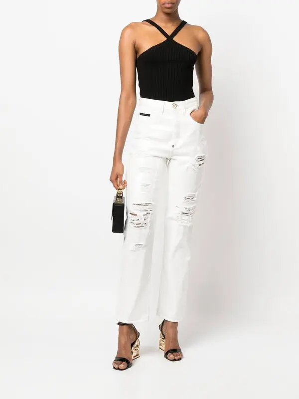 Philipp Plein Mom-fit Distressed Jeans - Neutrals