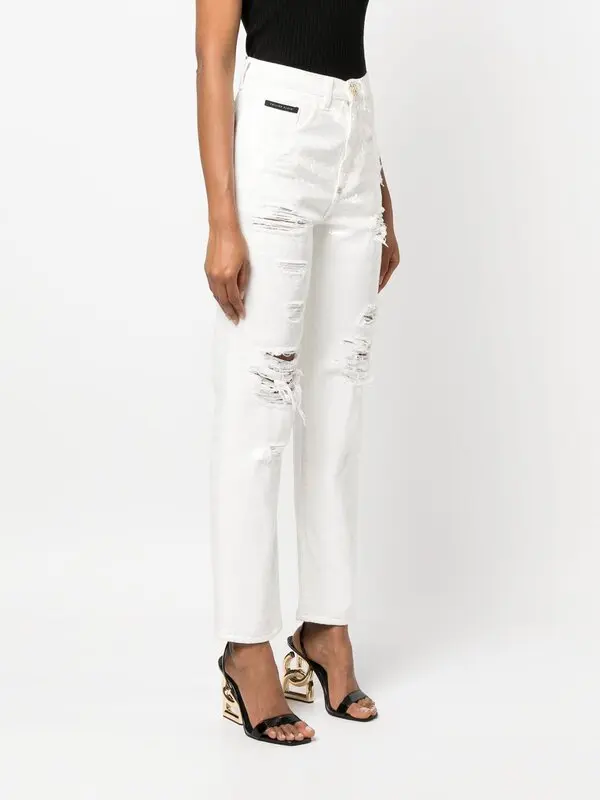 Philipp Plein Mom-fit Distressed Jeans - Neutrals