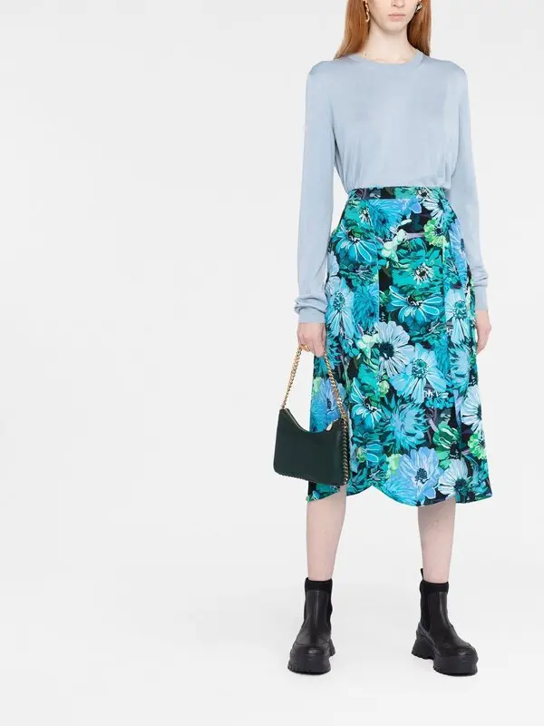 Stella McCartney Floral Silk Midi Skirt