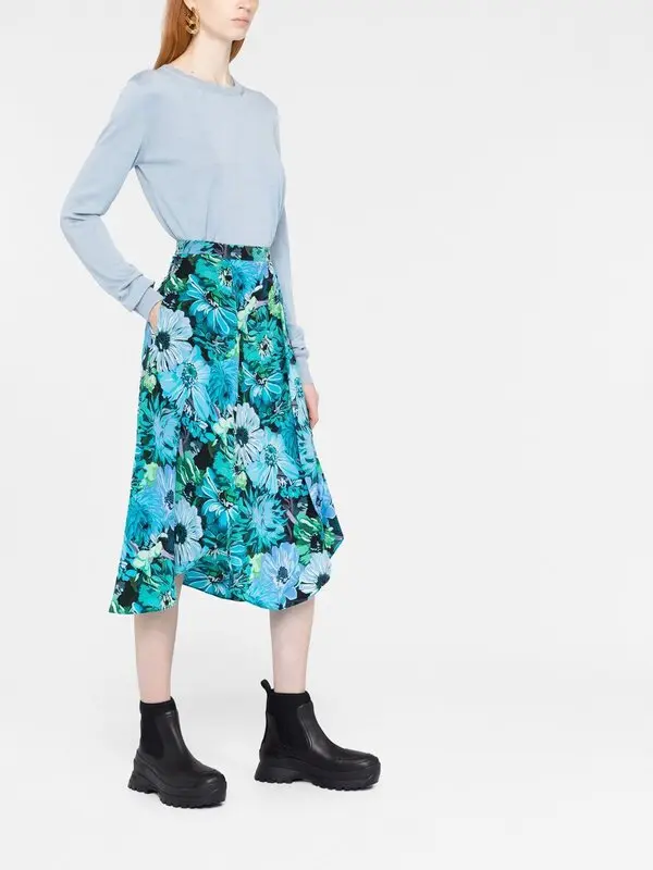 Stella McCartney Floral Silk Midi Skirt