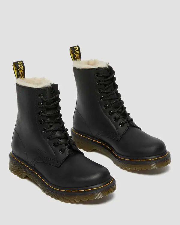 Dr. Martens 1460 Faux Fur Lined Boots - Black