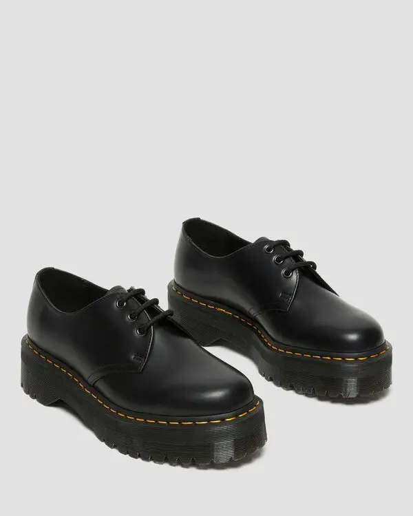 Dr. Martens 1461 Smooth Leather Platform Shoes - Black