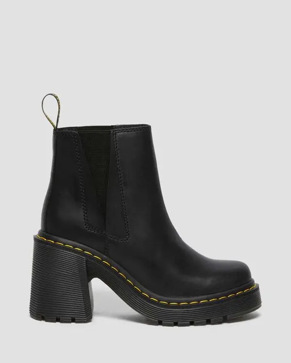 Dr. Martens Spence Leather Flared Heel Chelsea Boots - Black