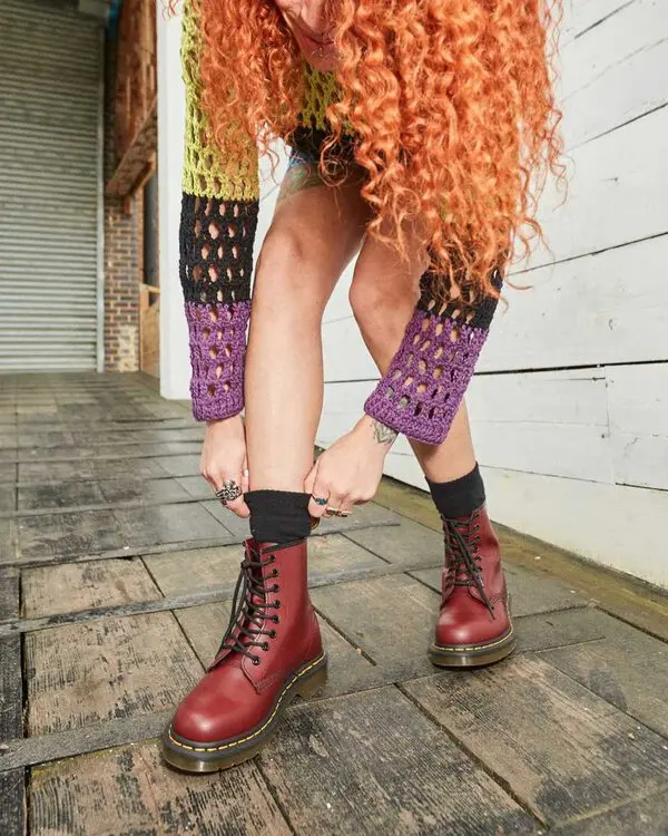 Dr. Martens 1460 Smooth Leather Lace-up Boots - Red