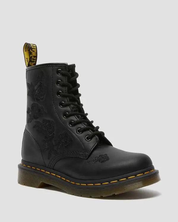 Dr. Martens 1460 Vonda Floral Boots - Black