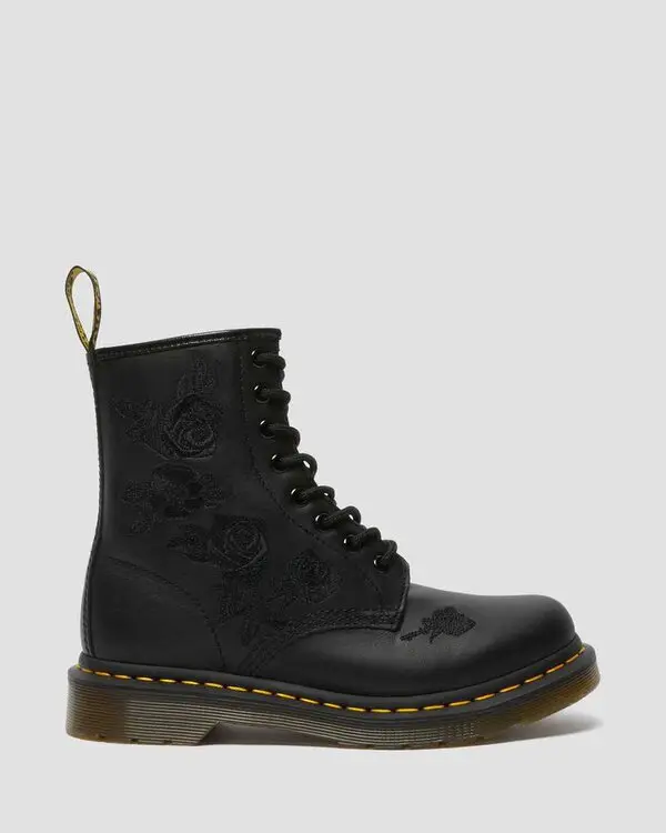 Dr. Martens 1460 Vonda Floral Boots - Black | Editorialist