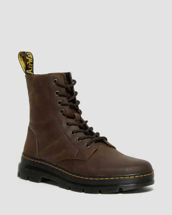 Dr. Martens Combs Crazy Horse Leather Boots - Brown