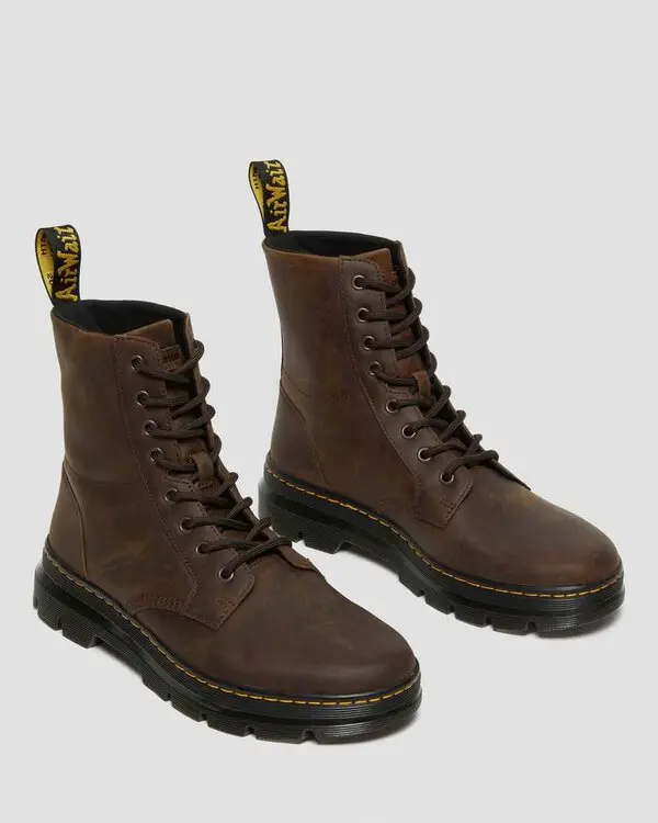 Dr. Martens Combs Crazy Horse Leather Boots - Brown