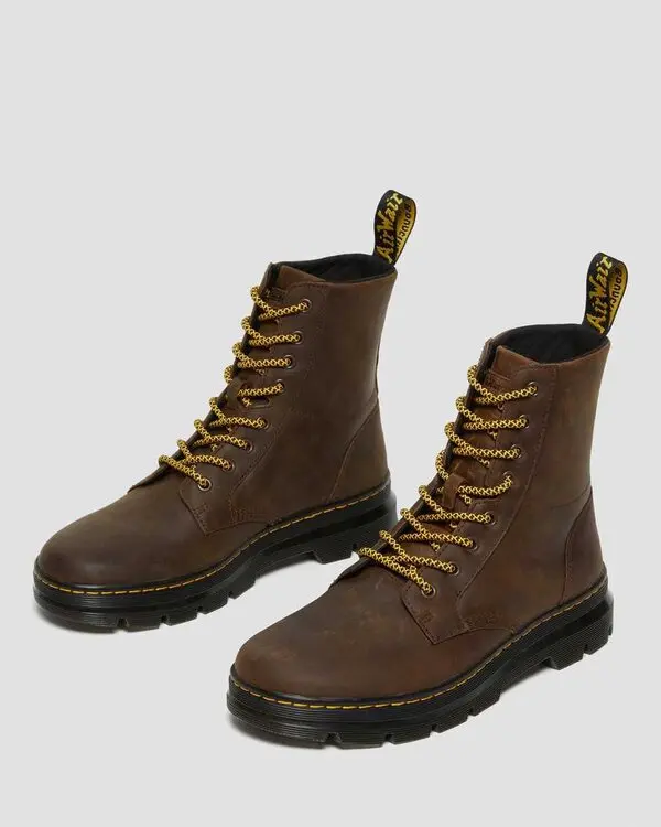 Dr. Martens Combs Crazy Horse Leather Boots - Brown