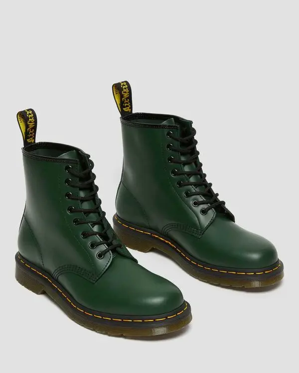 Dr. Martens 1460 Smooth Leather Lace Up Boots - Green