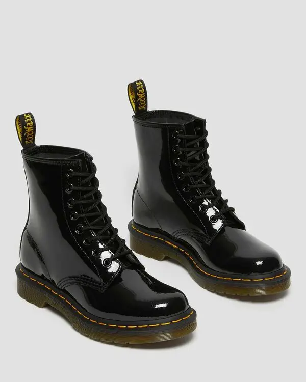 Dr. Martens 1460 Patent Leather Lace Up Boots - Black