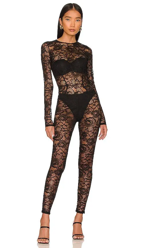 FLEUR DU MAL Lace Catsuit - Black