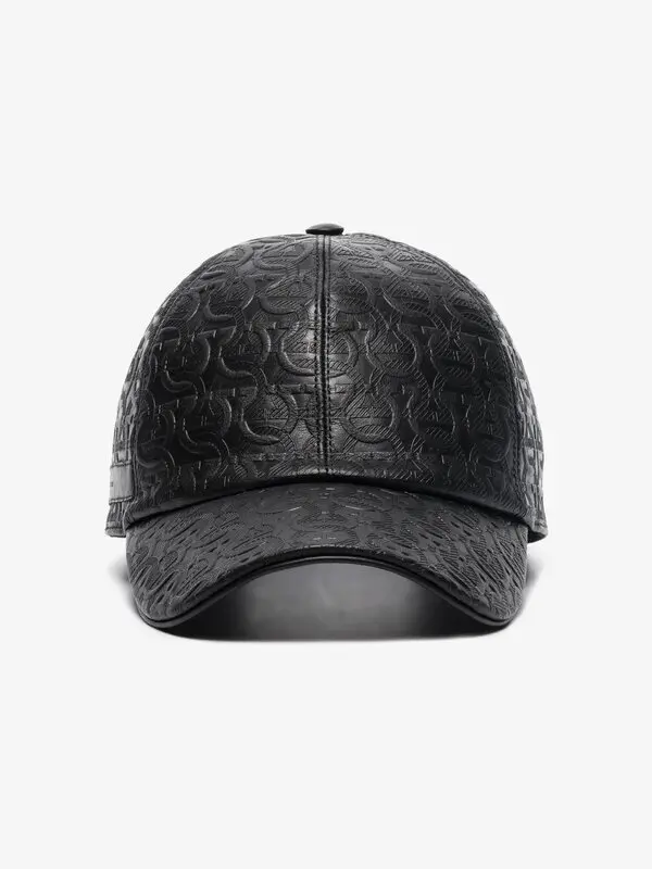 FERRAGAMO Gancini Leather Baseball Cap - Black