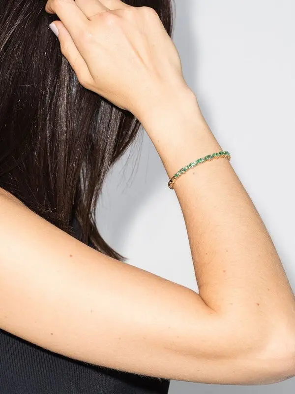 SUZANNE KALAN 18k Yellow Emerald And Diamond Bangle