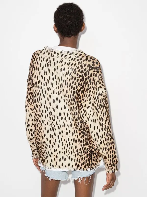 R13 Cheetah Print Cotton Sweater