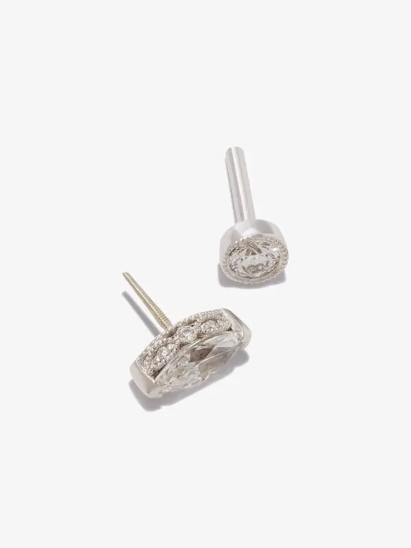 MARIA TASH 18k White Marquise Diamond Stud Earring