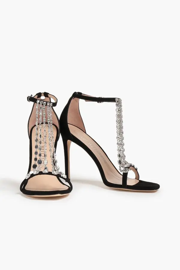 STUART WEITZMAN Stardust Crystal-embellished Suede Sandals