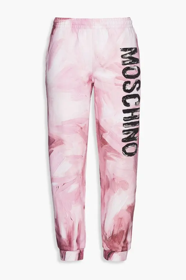 Moschino Printed French Cottonterry Track Pants - Baby Pink