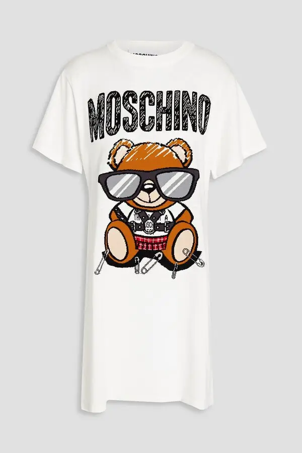 Moschino Intarsia Cotton Mini Dress - White