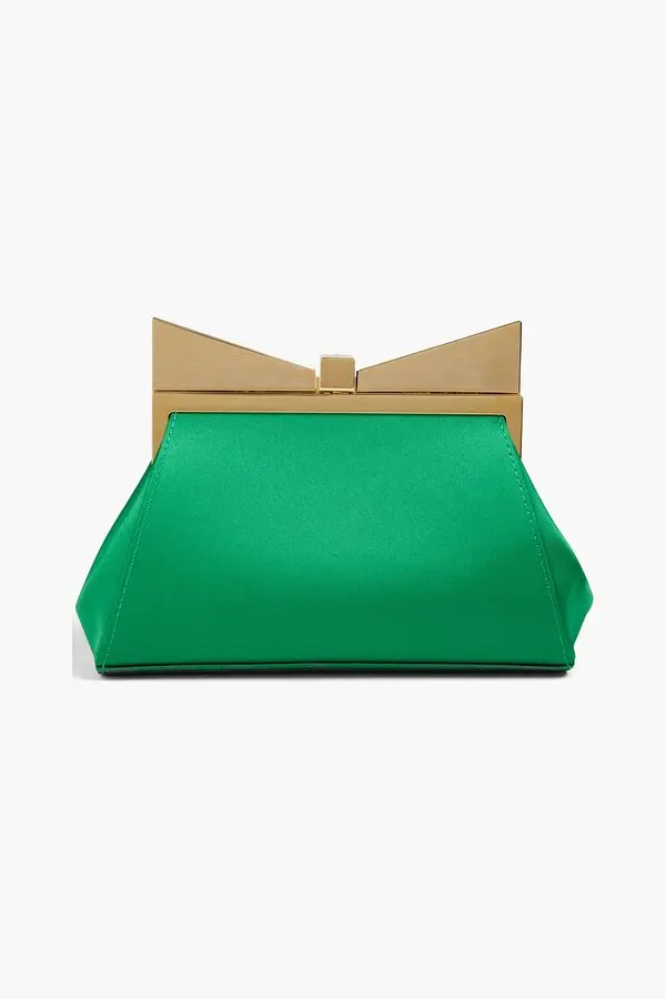 Sara Battaglia Lady Me Satin Box Clutch - Green