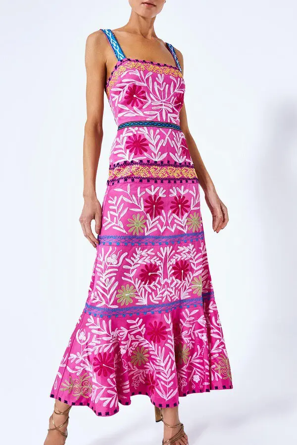 green emerald velvet dress Alex Cotton Midi Dress Bellini Ikat / XXS