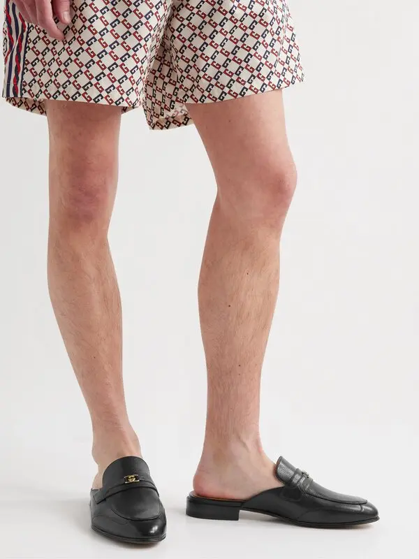Gucci Embellished Leather Backless Loafers