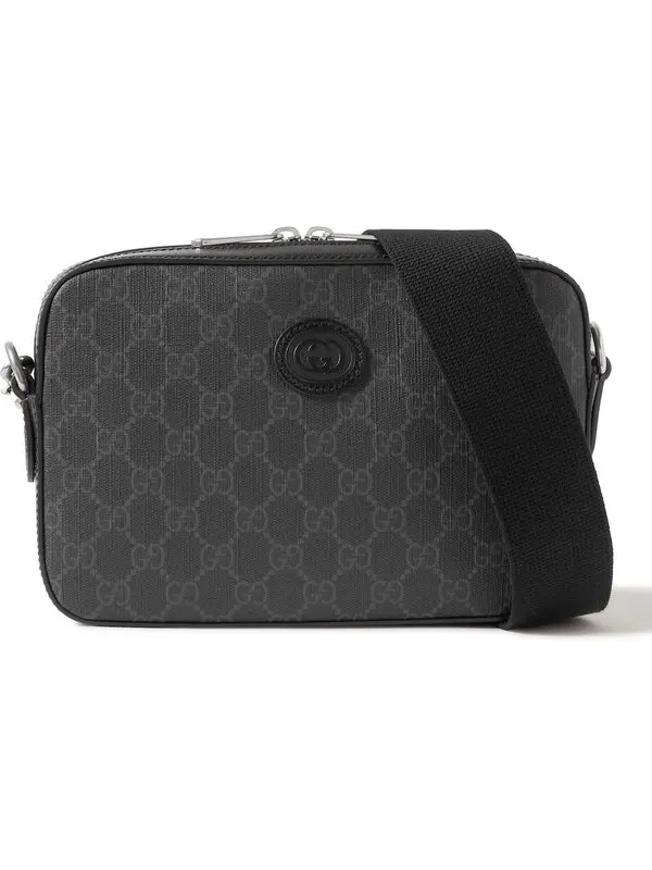 Gucci Leather-trimmed Monogrammed Coated-canvas Messenger Bag
