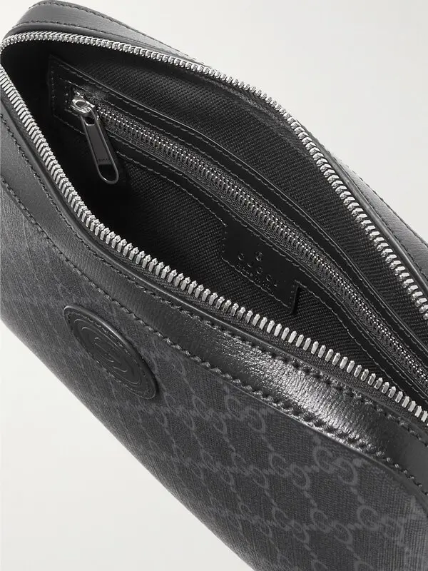Gucci Leather-trimmed Monogrammed Coated-canvas Messenger Bag