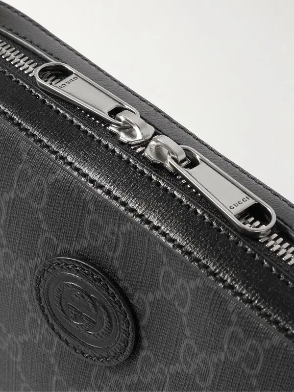 Gucci Leather-trimmed Monogrammed Coated-canvas Messenger Bag