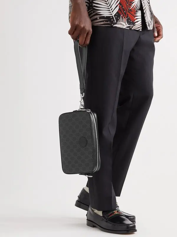 Gucci Leather-trimmed Monogrammed Coated-canvas Messenger Bag