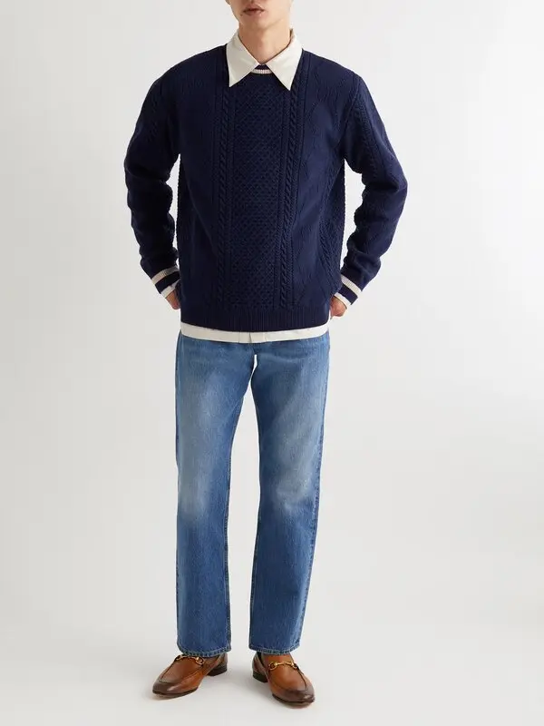 Gucci Cable- And Pointelle-knit Wool Sweater