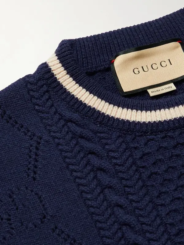 Gucci Cable- And Pointelle-knit Wool Sweater