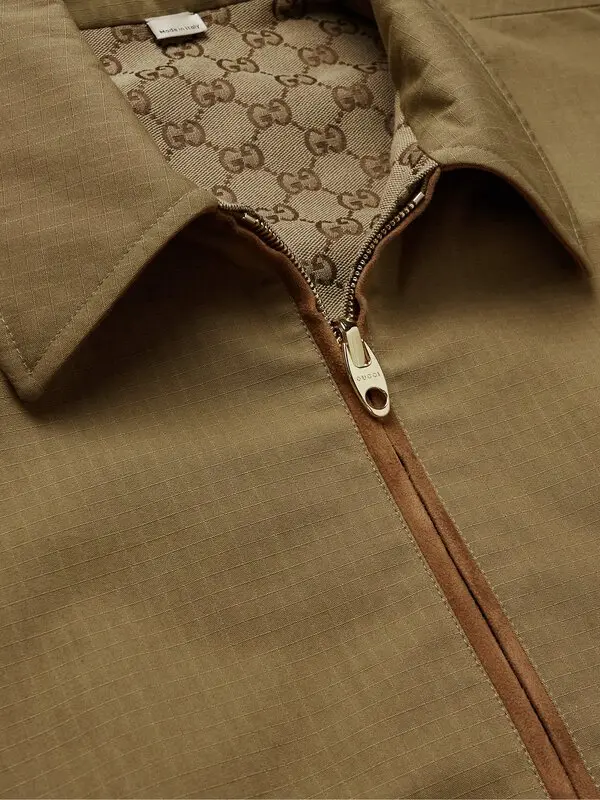 Gucci Reversible Suede-trimmed Ripstop And Cotton-blend Blouson Jacket