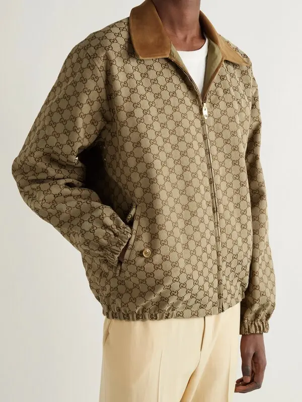 Gucci Reversible Suede-trimmed Ripstop And Cotton-blend Blouson Jacket