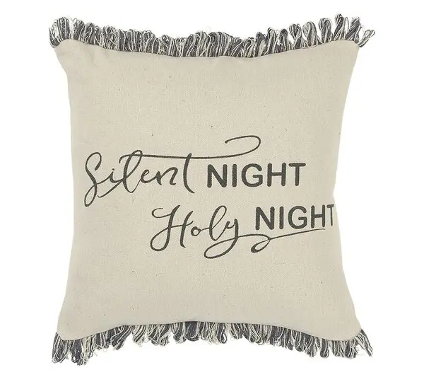 HOMEROOTS Gray & Cream Canvas Silent Night Thro Pillow - One-color