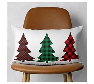 HOMEROOTS Christmas-tree Trio Plaid Lumbar Pill W Cover - One-color