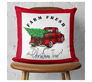 HOMEROOTS Christmas Buffalo Check Pickup Truck Pillow Cover - One-color