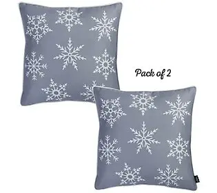 HOMEROOTS S/2 Silver Gray 18' Snowflakes Throw- Illow Covers - One-color