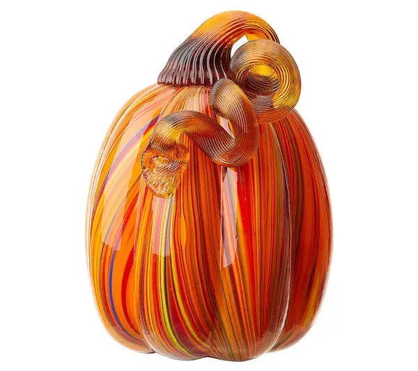 GLITZHOME Halloween Harvest Colors Glass Pumpki N - One-color